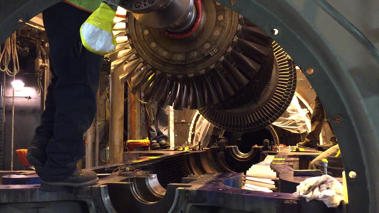 GE frame 7 gas turbine rotor going home - YouTube