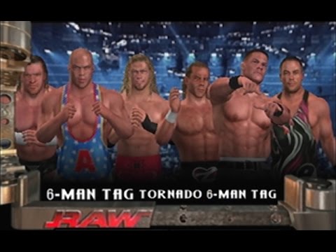 WWE SVR 2006 Kurt Angle Edge Triple H vs John Cena HBK RVD 6 Man ...