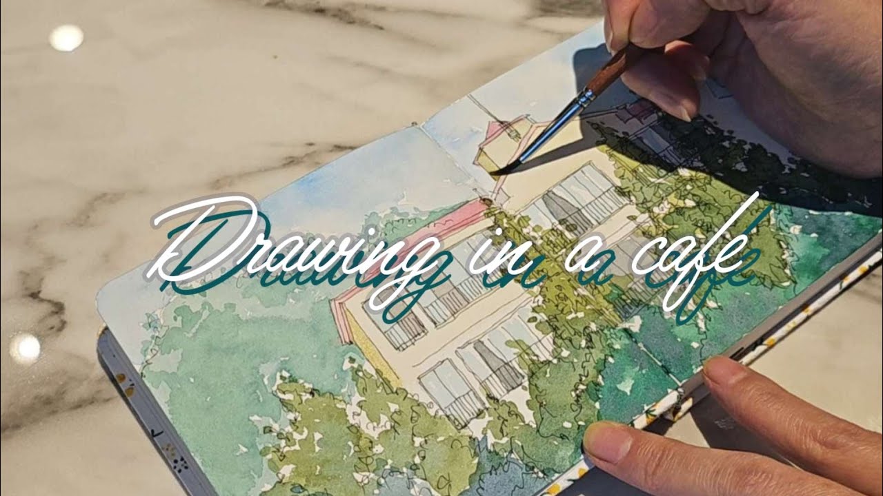 Drawing in a cafe (기분 전환하고 싶을 때 카페에서 그리기) - YouTube