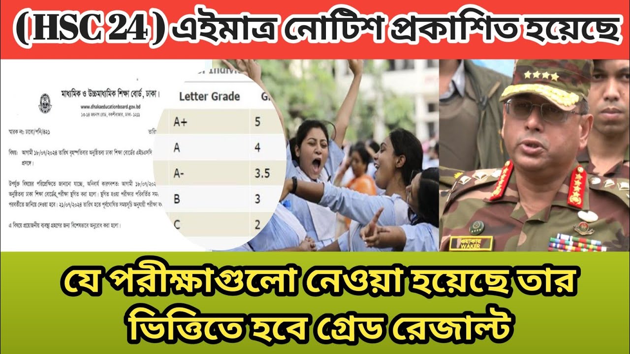( HSC 24 ) আর পরীক্ষা হবে না । আগের পরীক্ষার ভিত্তিতে হবে রেজাল্ট । hsc ...