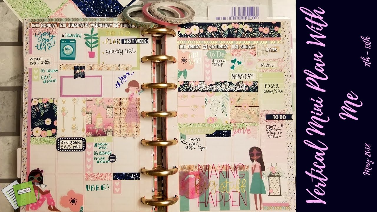 MINI HAPPY PLANNER | PLAN WITH ME | Vertical Layout - YouTube