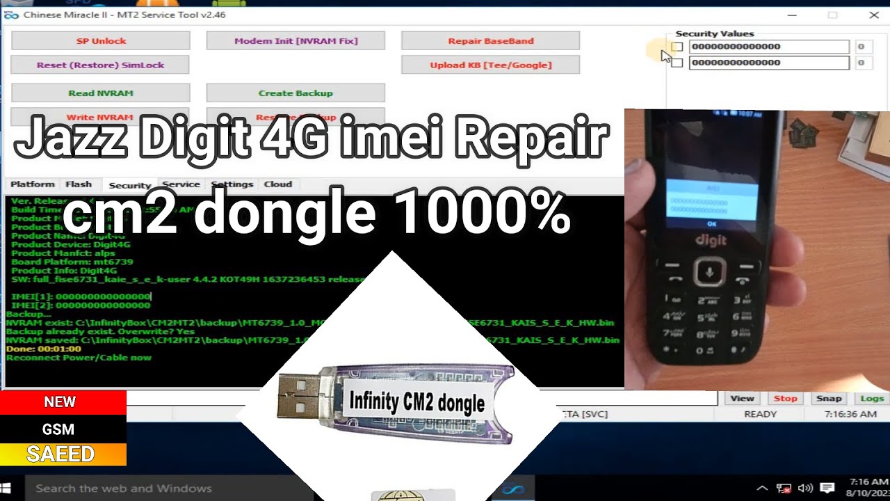 Jazz Digit 4G imei Repair cm2 dongle 1000% - YouTube