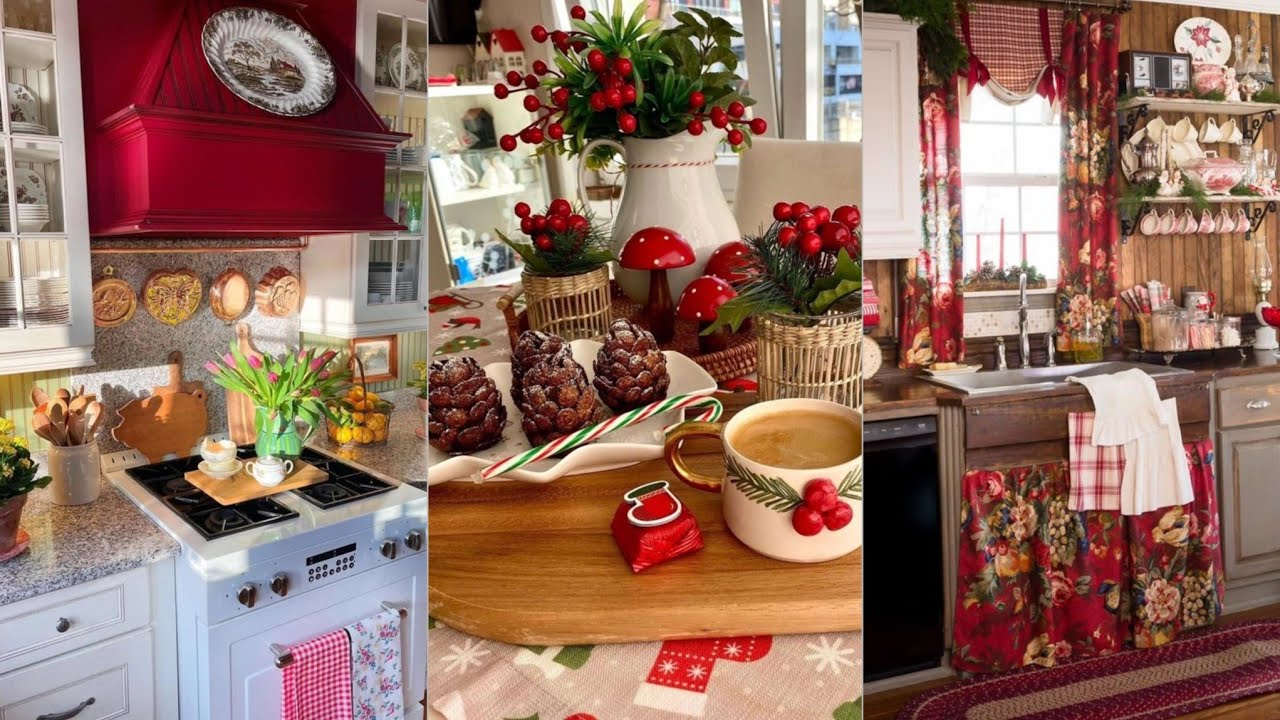 Vintage Red Kitchen Ideas for a Small Cottage Farmhouse - YouTube