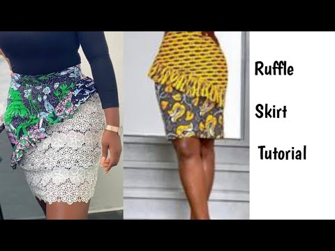 Two patterns ruffled pencil skirt tutorial - YouTube
