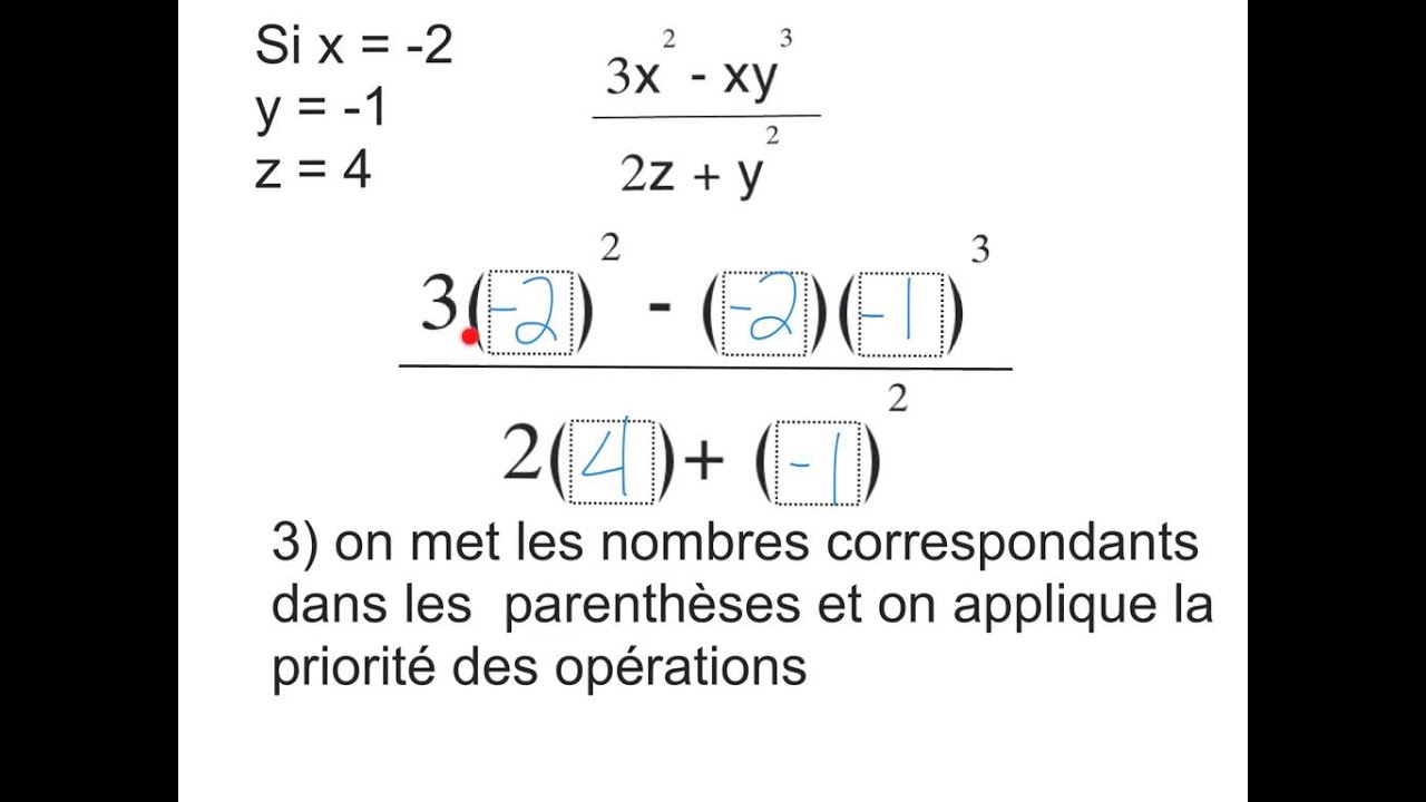valeur numérique d'une expression algébrique - YouTube