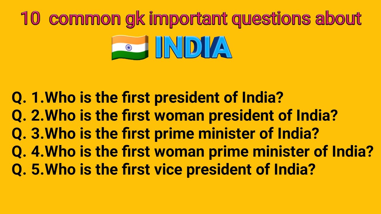 10 common gk important questions about 🇮🇳India || learn gk || general ...