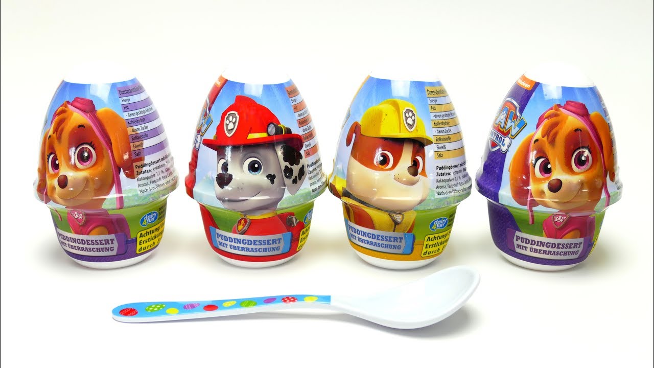 PAW Patrol Pudding Surprise - German Dessert with Toys - YouTube