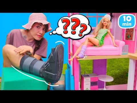 Kukla Barbie ayağını incitiyor ve dolandırılıyor, Ümit ona yardım ediyor! Çocuk oyunları.