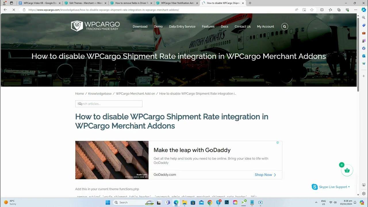 How to disable WPCargo Shipment Rate integration in WPCargo Merchant Addons - YouTube
