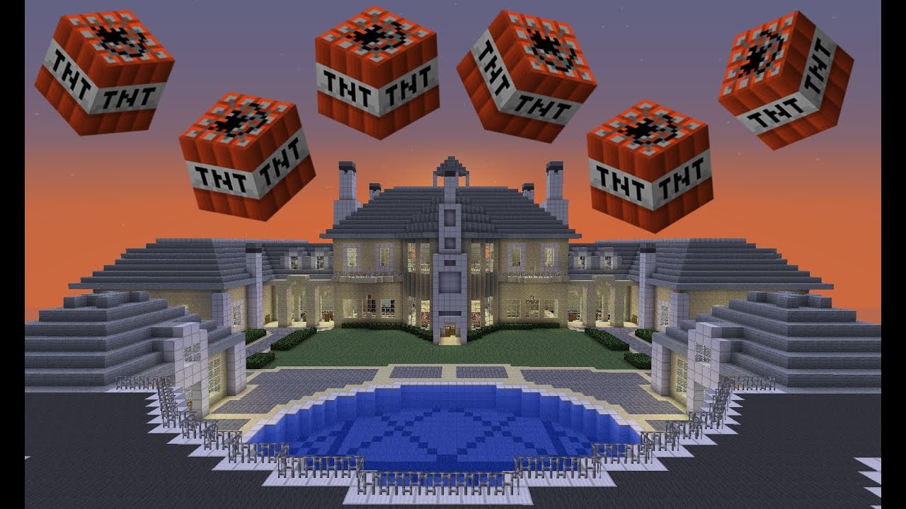 Blowing Up A HUGE Minecraft Mansion! - YouTube