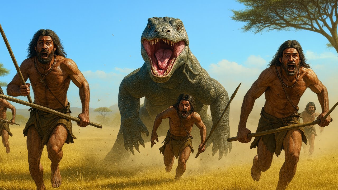Life Million Years Ago | Homo habilis vs Megalania – The Hunt at the ...