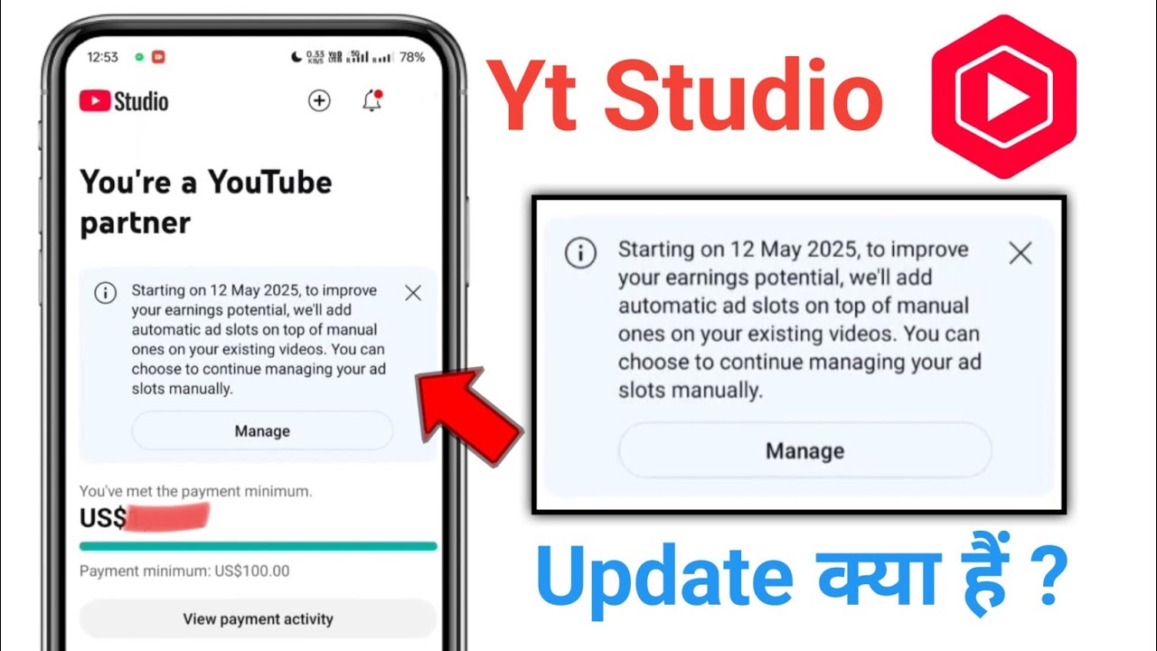 Starting on 12 May 2025,to improve your earnings potential yt studio ...
