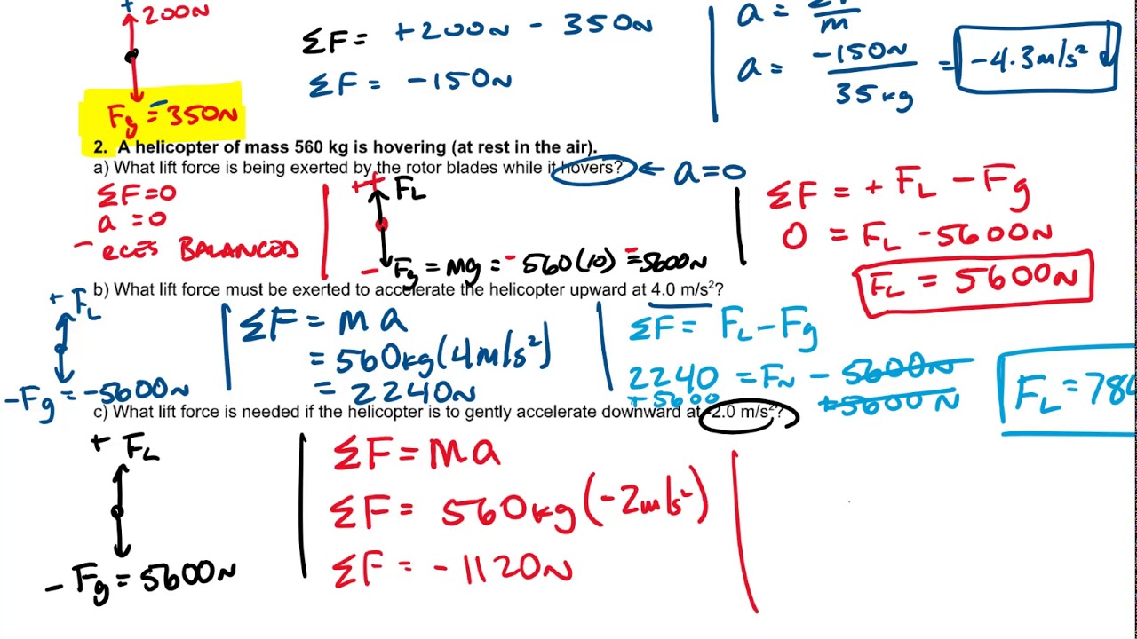 Physics 1 Force problems 1 Solutions - YouTube