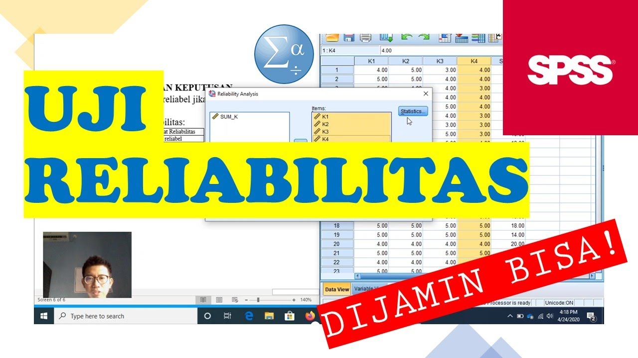 UJI RELIABILITAS CRONBACH'S ALPHA SPSS TUTORIAL LENGKAP - YouTube