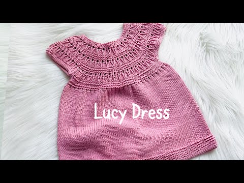 EASY Knit Baby Frock, Dress,  Various Sizes, Lucy Dress Knitting Pattern Tutorial Beginner Friendly