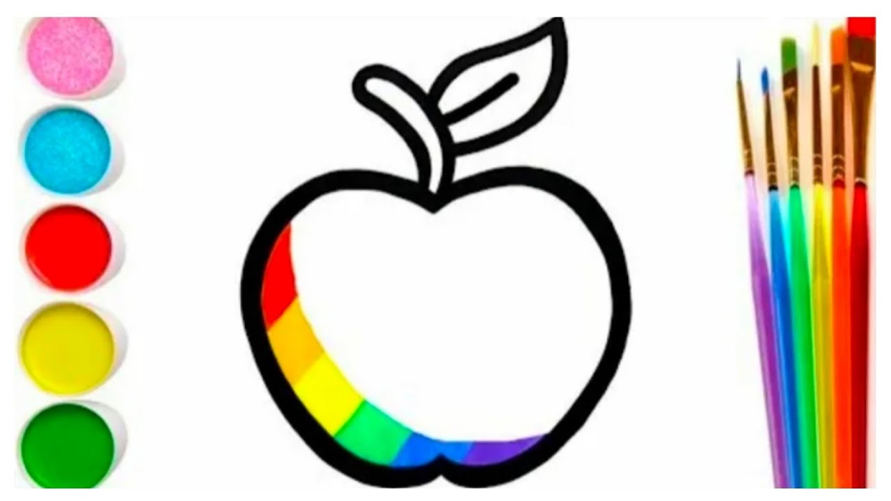 Bolalar Uchun olma rasm chizish/Drawing Apple for children with kids ...
