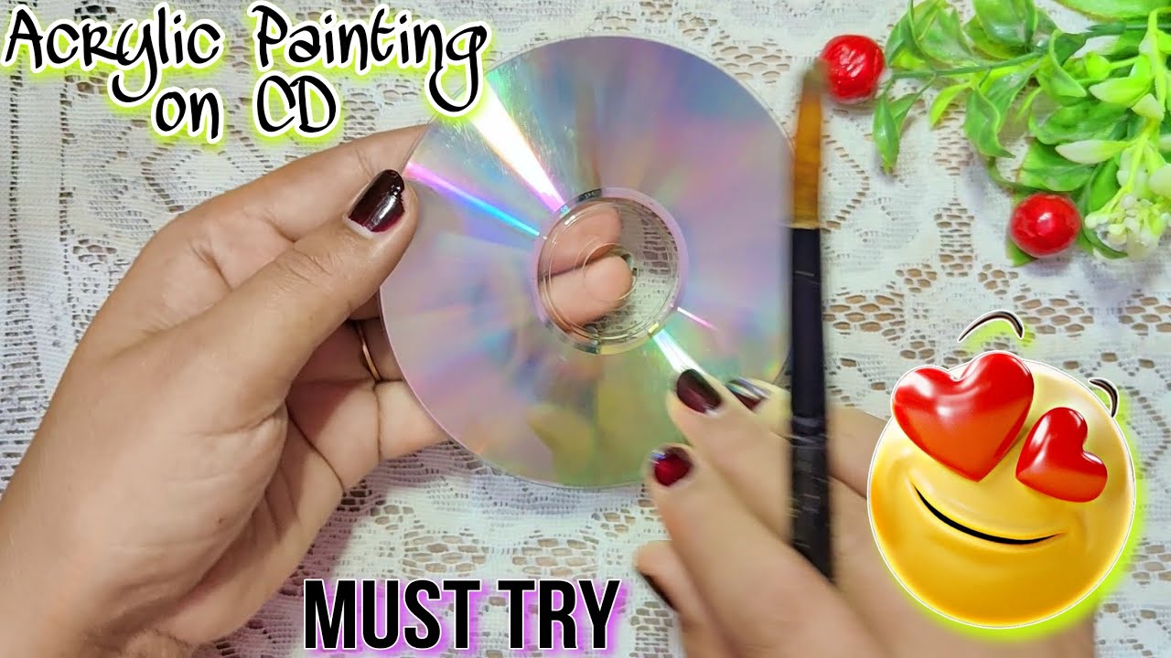 Acrylic Painting on CD / CD Painting Idea Step by Step very Easy - YouTube