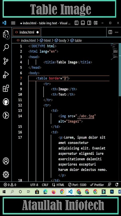 How Do We Take An Image And Some Text Into An Html Table Htmltable Shorts Youtube