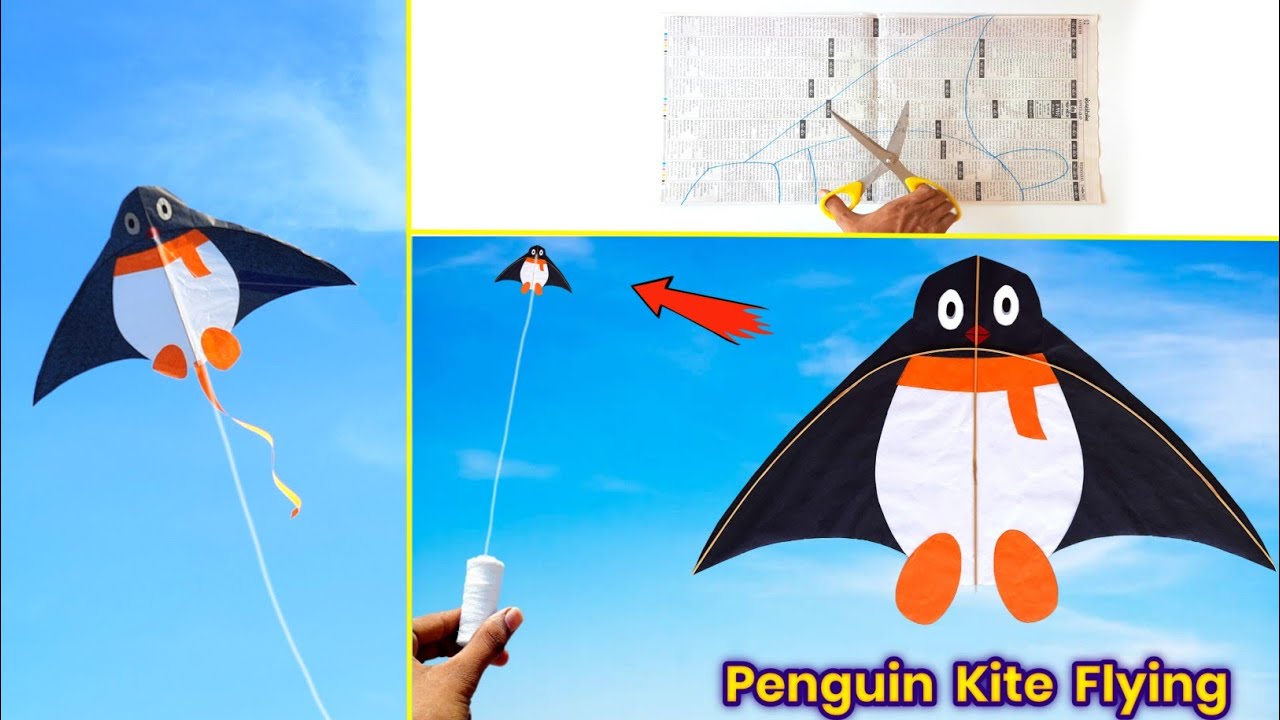 how to make penguin kite flying , Easy paper kite flying , how to make ...