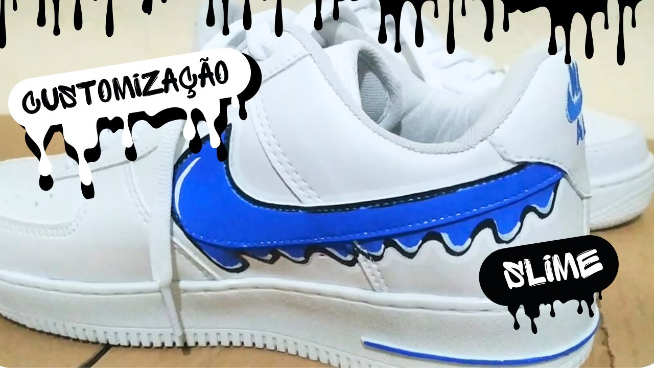 Como CUSTOMIZAR AIR FORCE 1 com o estilo SLIME AZUL GRAFFITI usando ...