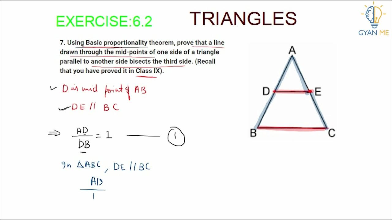 Q. 7: Using Theorem 6.1, prove that a line drawn through the mid-point of one side of a triangle ...