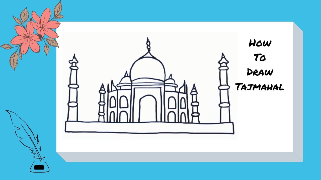 How to draw rajmahal | step by step tajmahal drawing - YouTube
