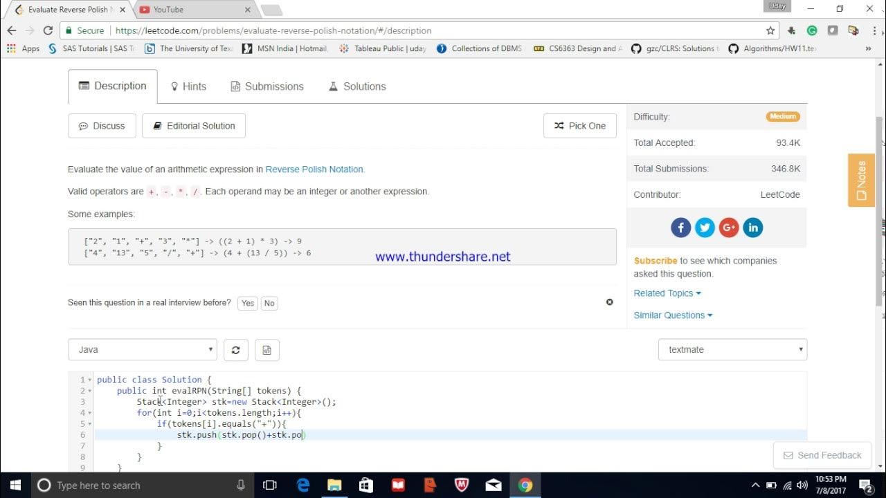 Leetcode 150 Evaluate Reverse Polish Notation - YouTube