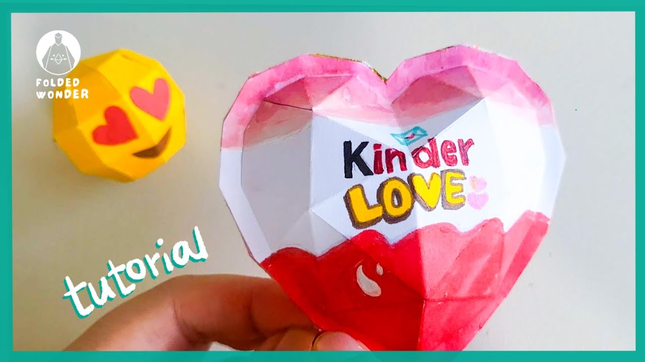 ️DIY Heart-Shaped Kinder LOVE Tutorial | ASMR | Free Template - YouTube