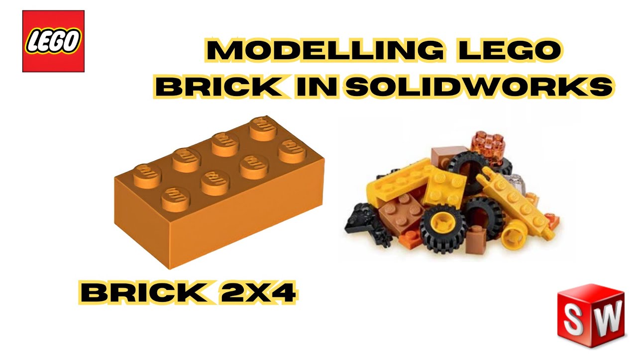 #2 BRICK 2X4 - orange - BUILDING LEGO in SOLIDWORKS |💻 Modelling LEGO ...