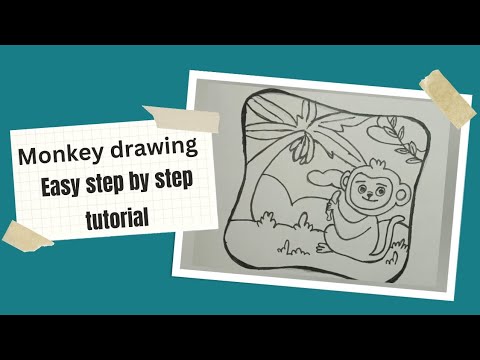 how to draw monkey drawing /monkey eat banana drawing easy step by step ...