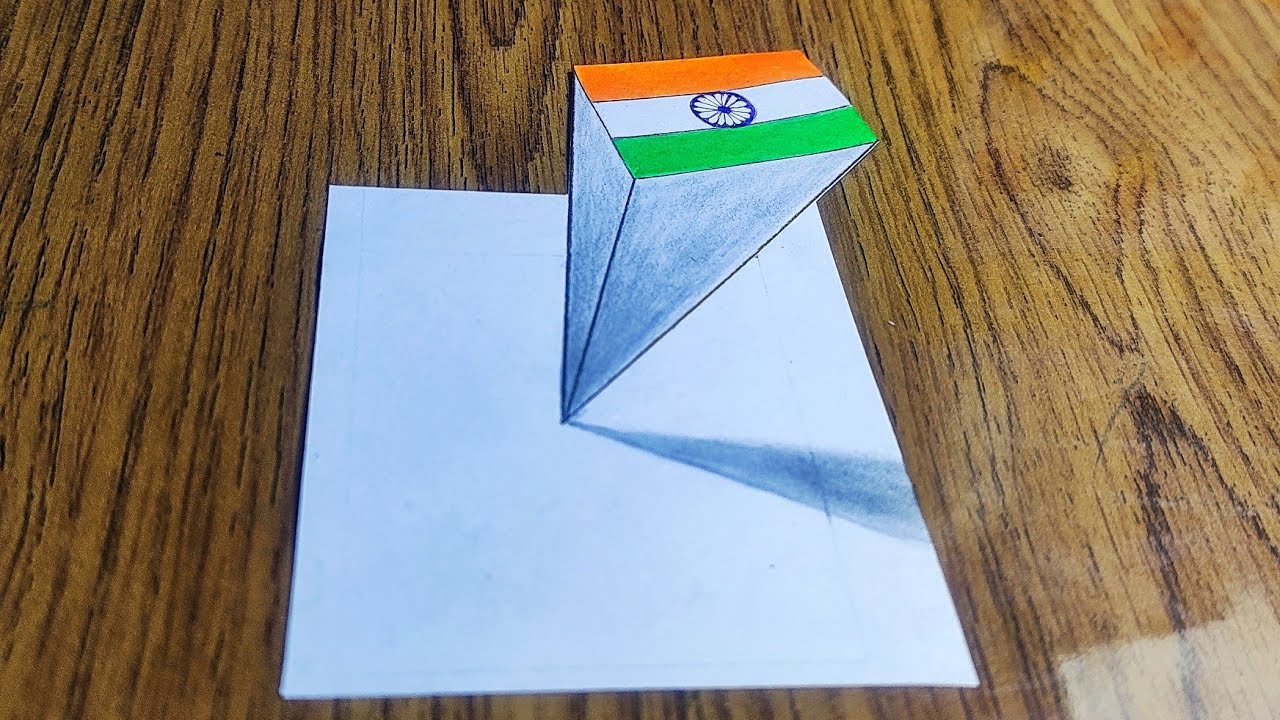 Realistic 3D Indian flag | 26 January 2025 | Republic day Drawing | 3D ...