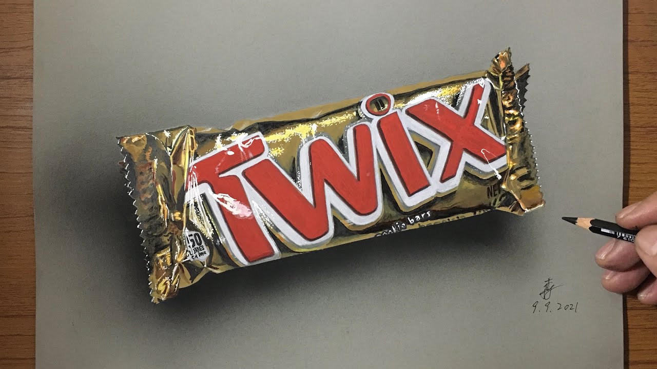 #畫畫 How to draw Twix chocolate bar realistic!-Hyperrealistic Marker 水彩畫 ...