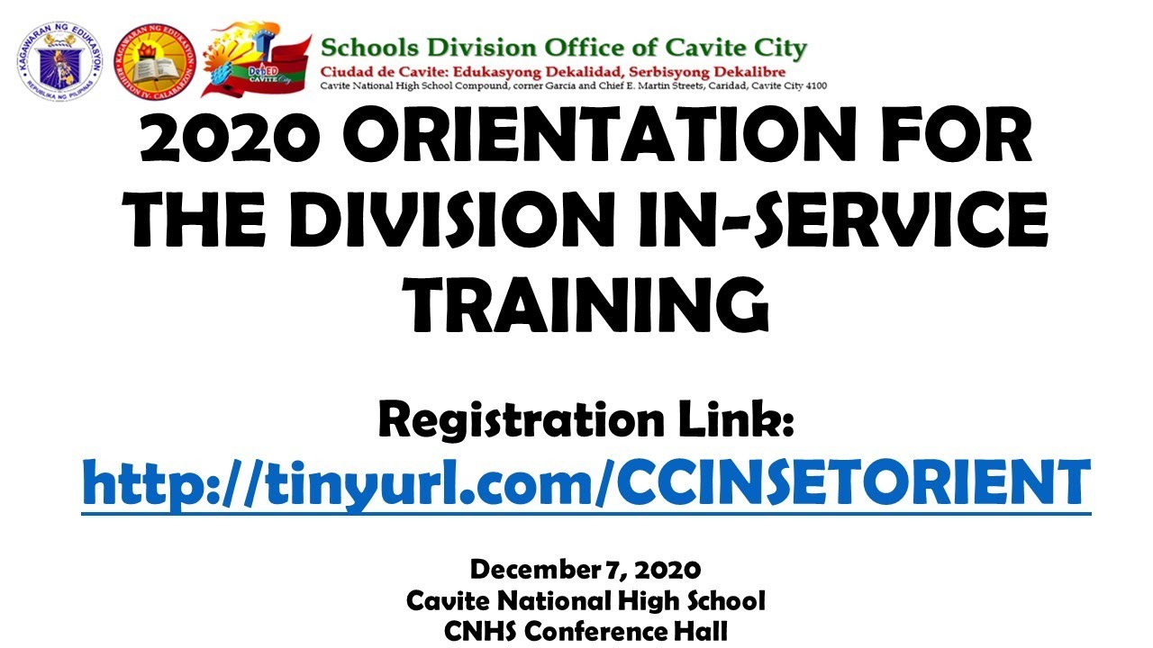 07DEC2020 ORIENTATION FOR THE DIVISION INSET - YouTube