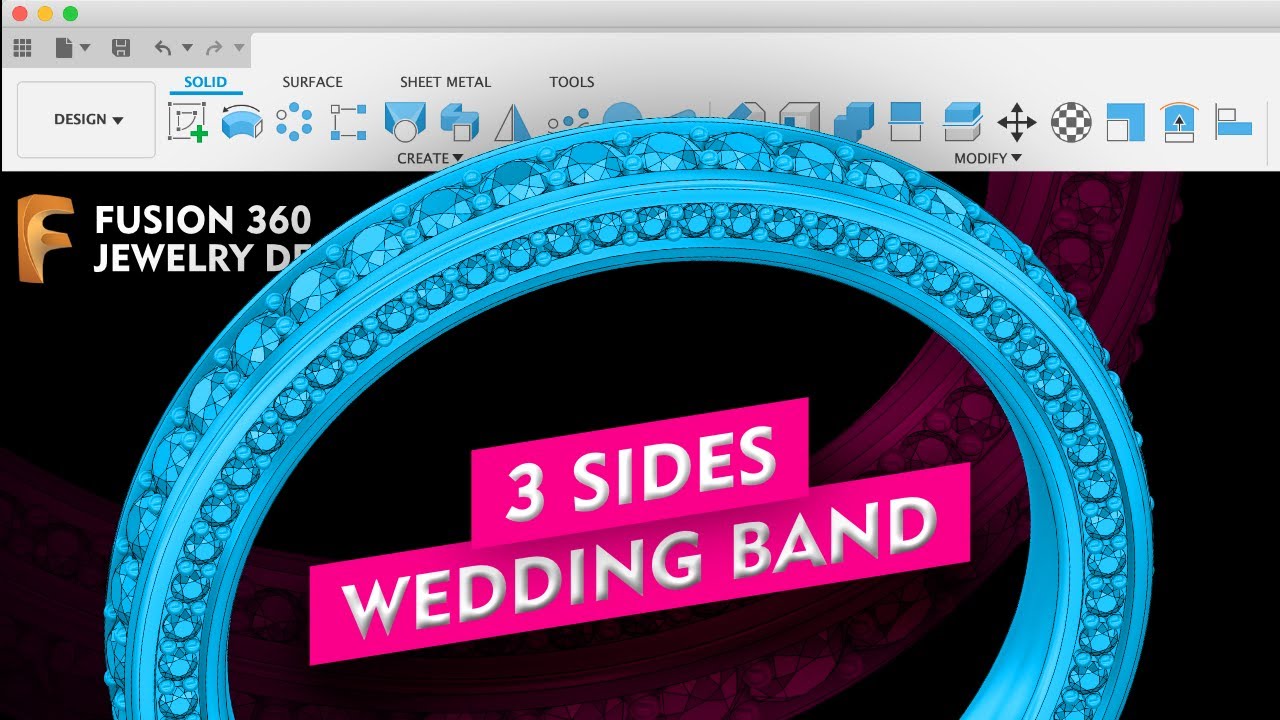 3-SIDES WEDDING BAND // Fusion 360 — Jewelry design - YouTube