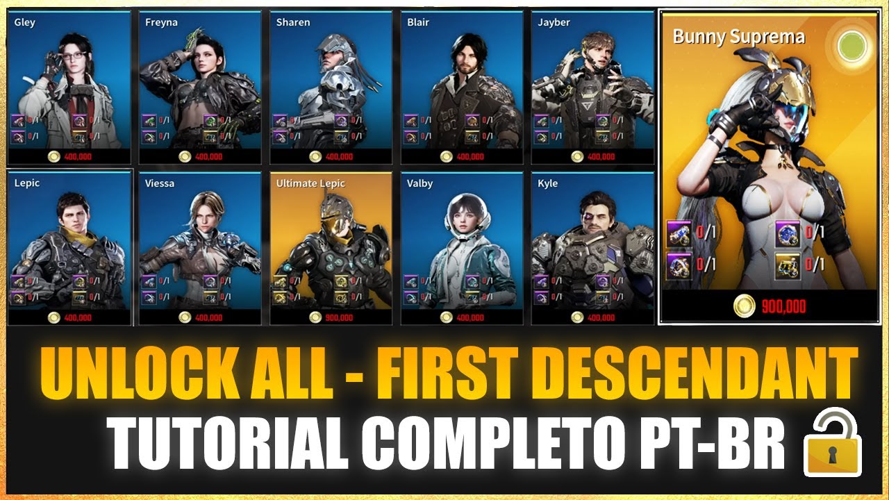 Como liberar TODOS os Personagens, Skins ULTIMATE & Armas | The First ...