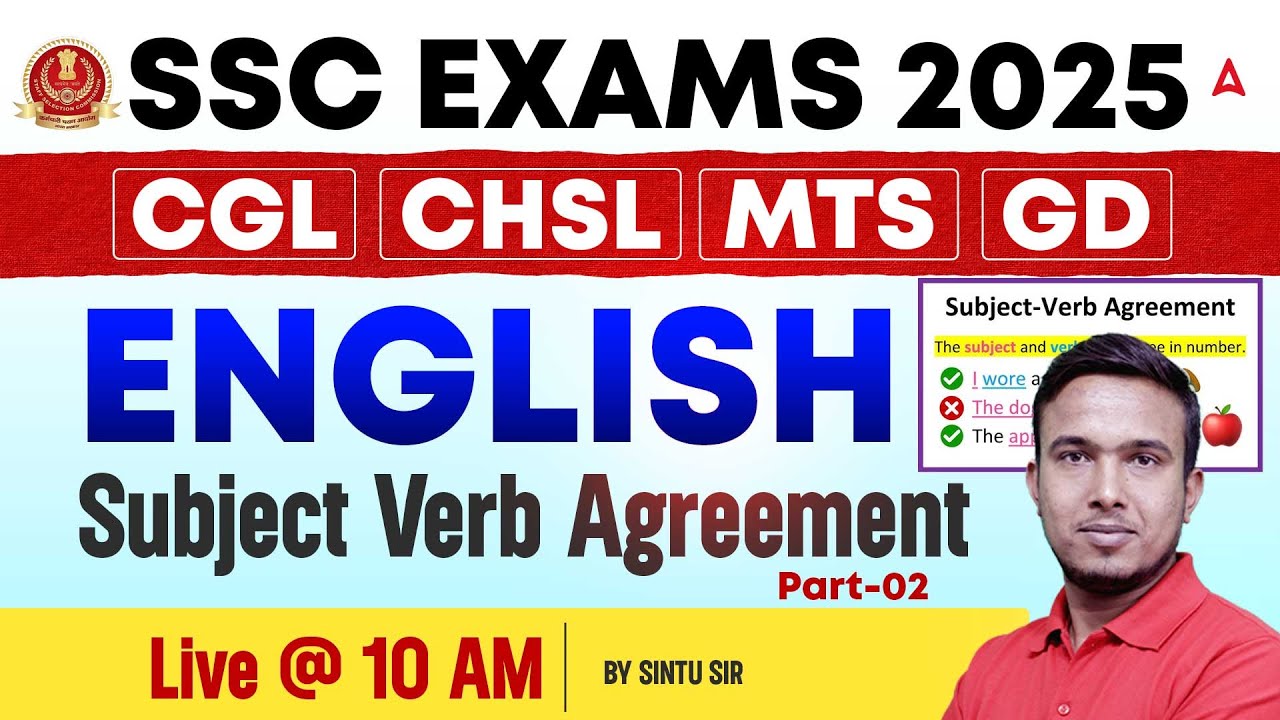 SSC Exam 2025 English | Subject Verb Agreement | SSC CGL | SSC CHSL ...