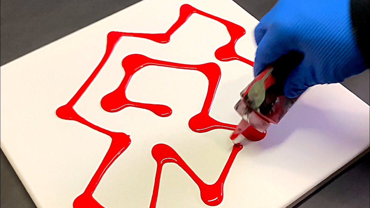 Fluid Art Fire Pouring! 6,903 CELLS CREATE FLAMES! Acrylic Painting ...