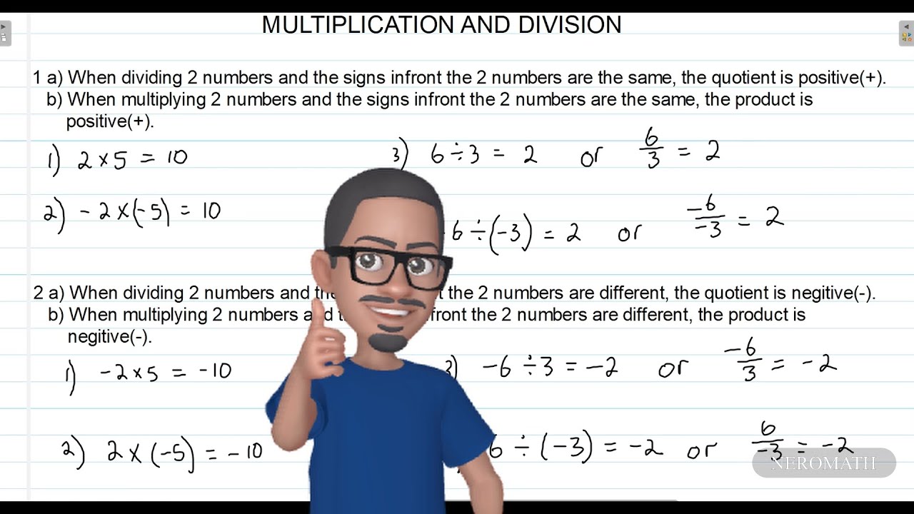 Multiplication & Division Of Directed Numbers - YouTube