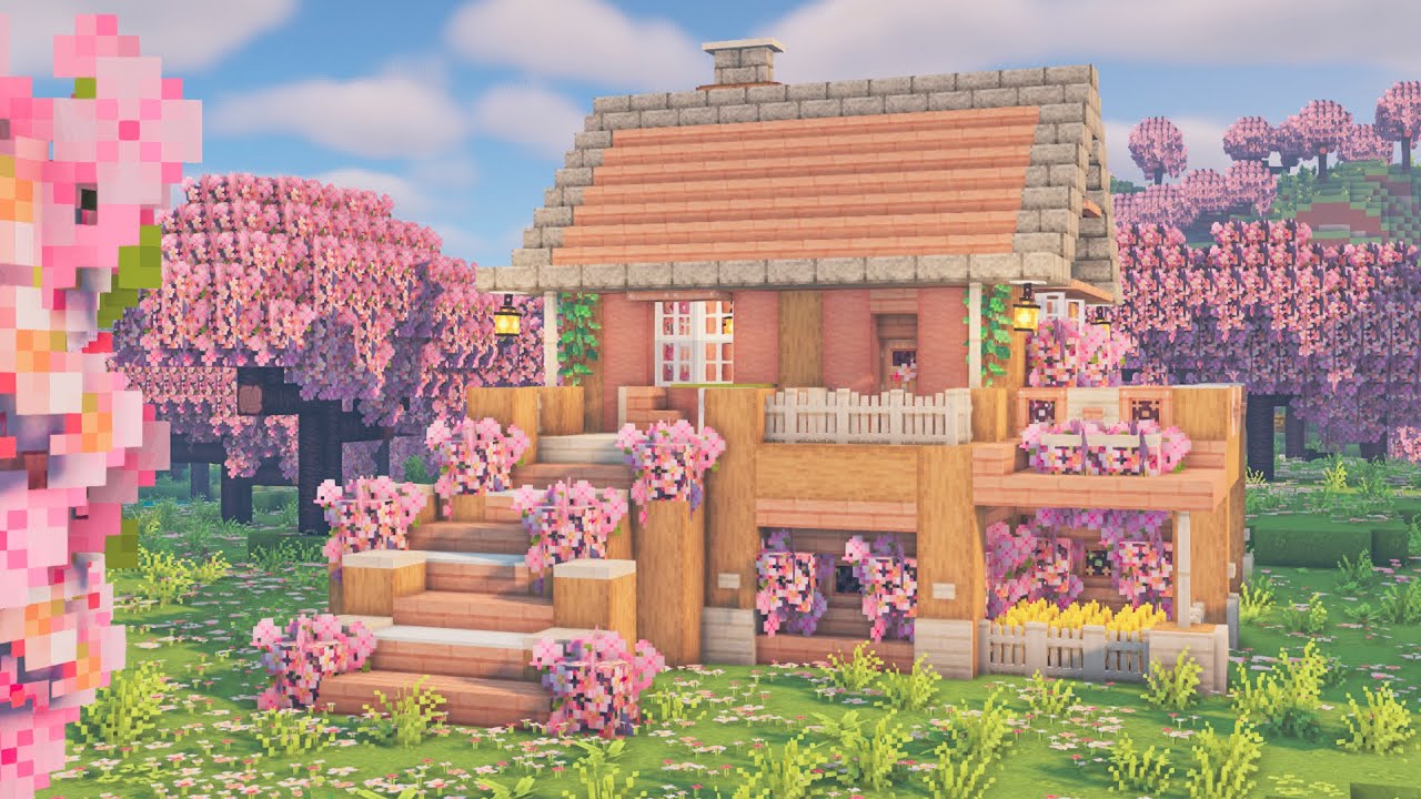 Minecraft | How to build a Cherry Blossom House - YouTube
