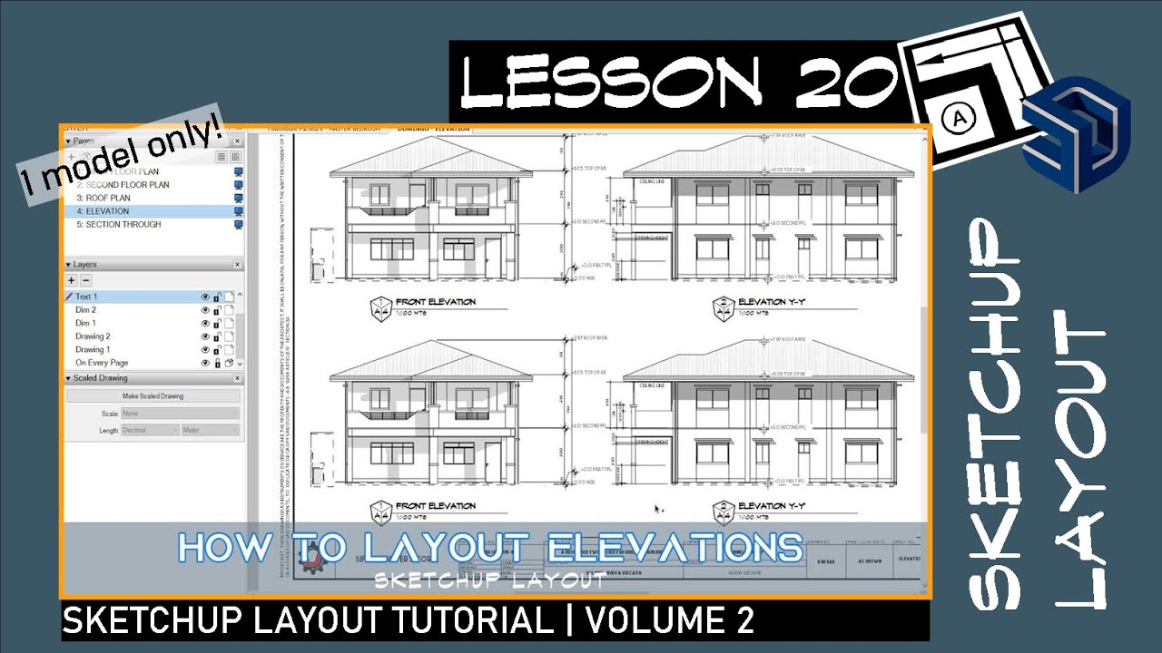 Sketchup Layout 20 - Speedbuild of House Elevation Views - YouTube