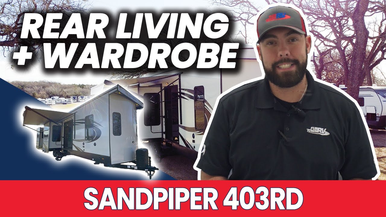 Rear Living with a Wardrobe Slide | 2022 Sandpiper 403RD | Fun Town RV ...
