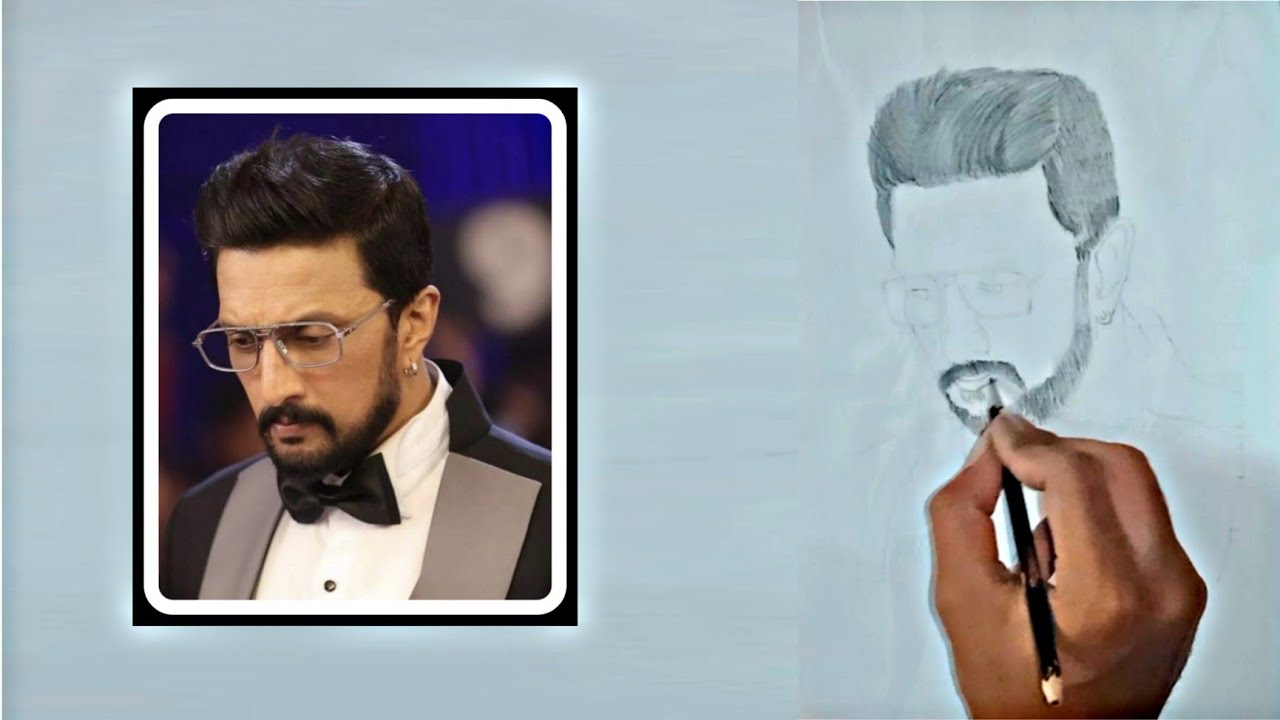 Sudeep Pencil Sketch | Sudeep Drawing | How to draw | Kiccha Sudeep ...