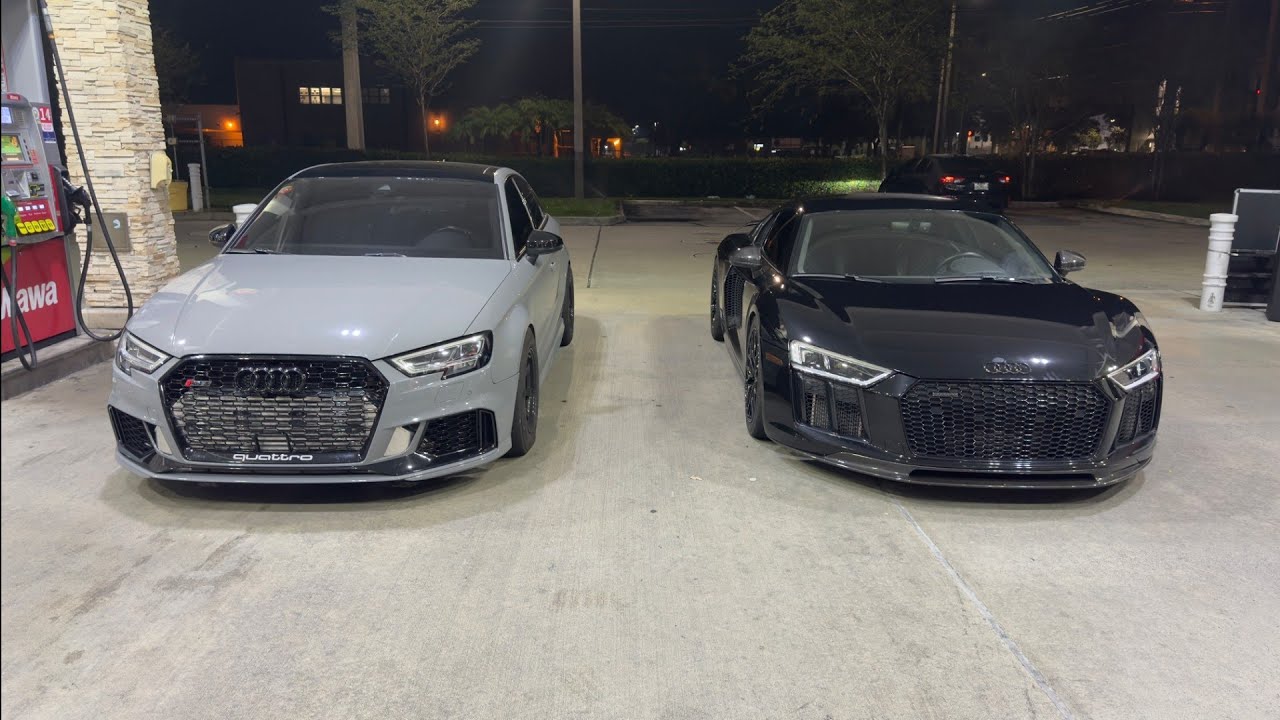Built Audi RS3 vs Twin Turbo Audi R8 V10 Plus - YouTube