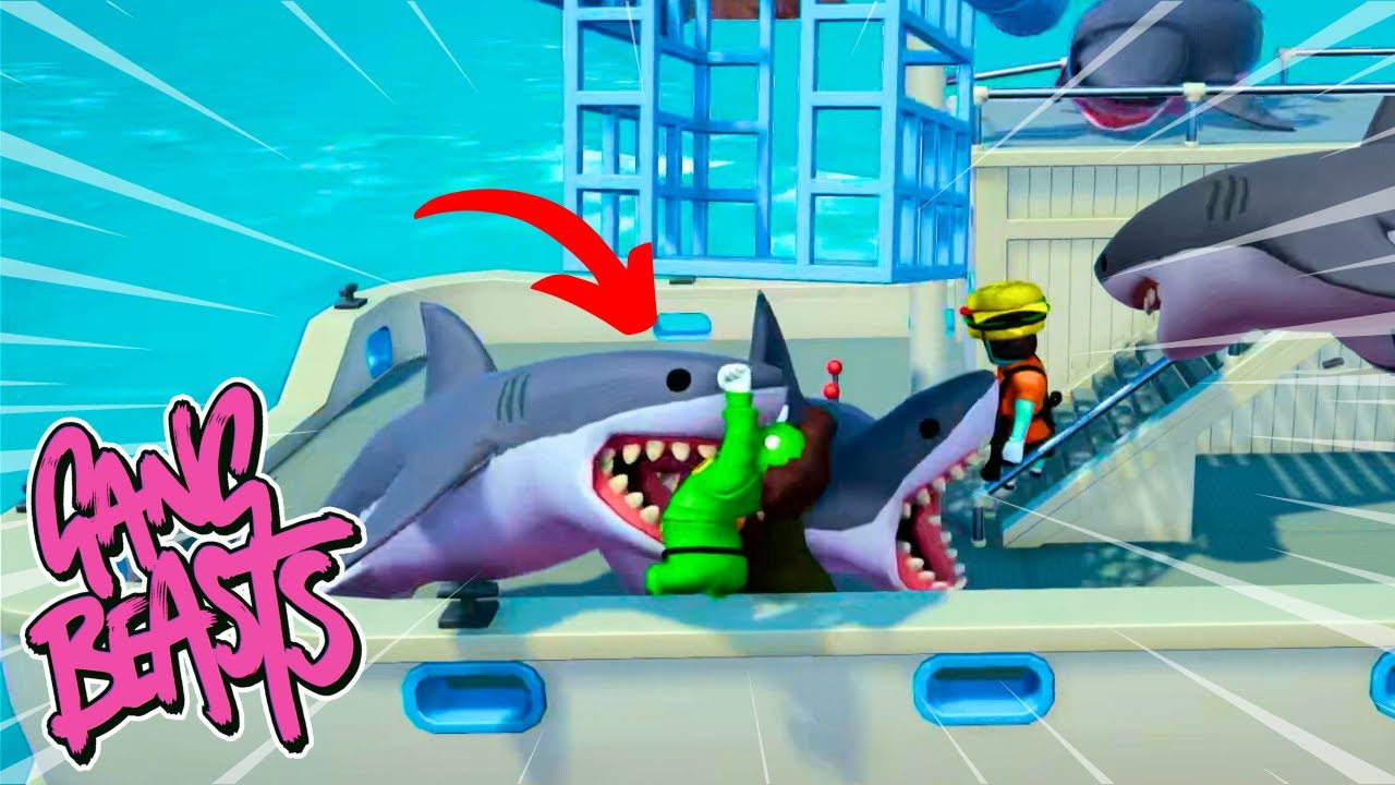 FIGHTING SHARKS in the Trawler Map! (FUNNY Gang Beasts Gameplay) - YouTube