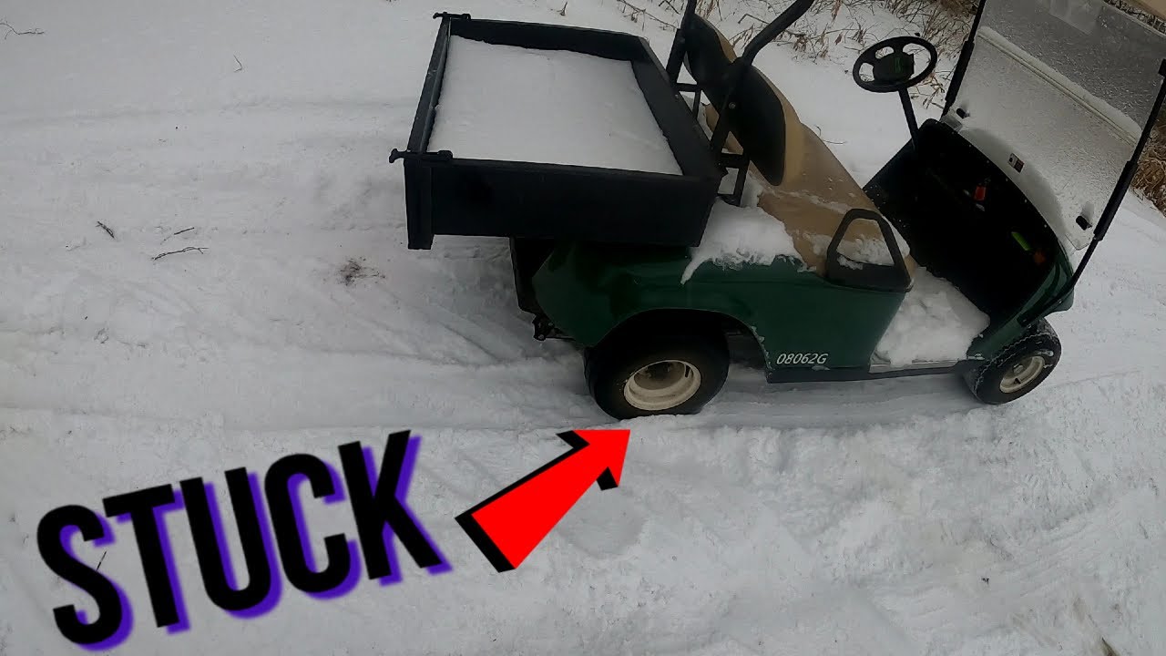 2008 EZ-GO Golf Cart COLD START and stuck in snow LOL - YouTube