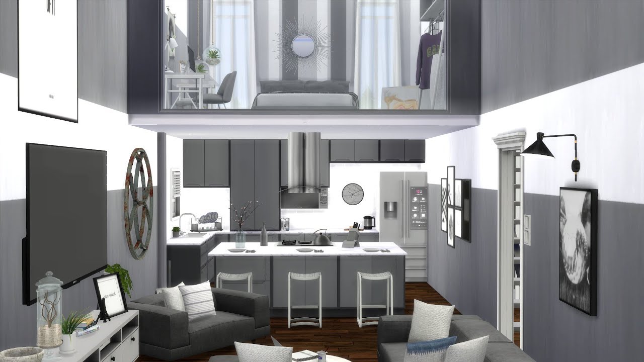 The Sims 4: Speed Build // MODERN LOFT - YouTube