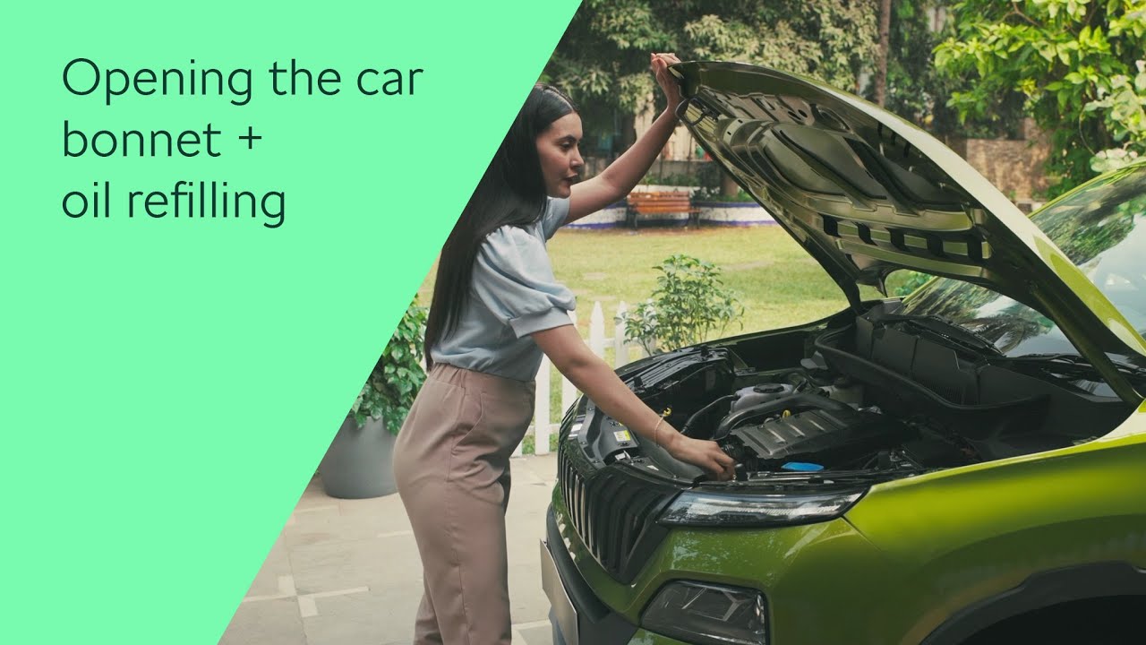Škoda Kylaq | Opening car bonnet & refilling engine oil - YouTube