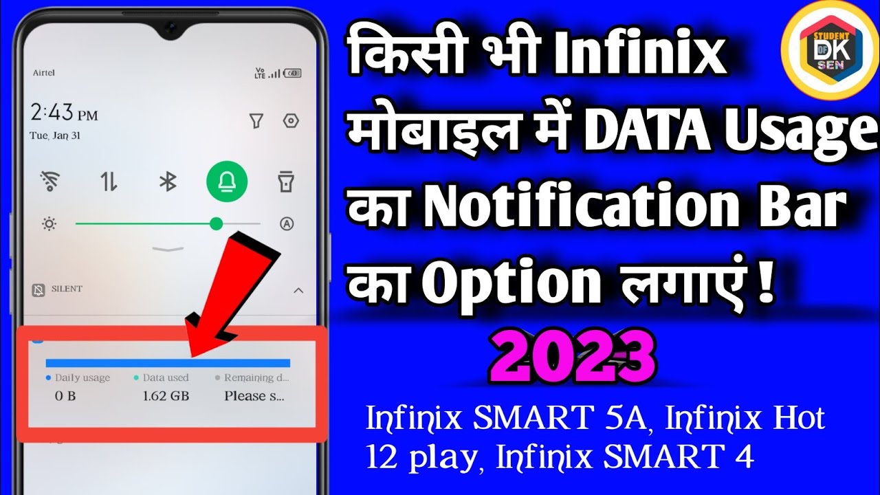 Infinix Mobile Ka DATA Usage का Notification Bar Kaise On Kare 2024 ...
