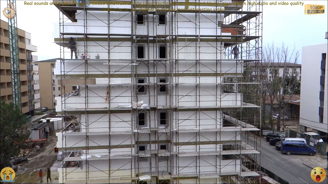Real sounds and noises from a crowded construction site (construction ...