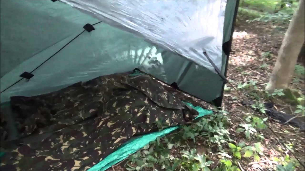 BUSHCRAFT WOODLAND CAMP DD 3X3 TARP LEAN TO SHELTER - YouTube